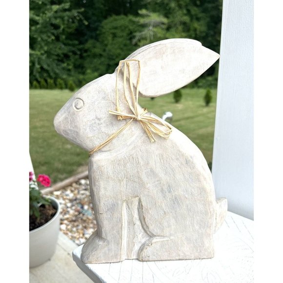 smith and hawkin | Accents | Primitive Rabbit Smith Hawken Wood Carved ...